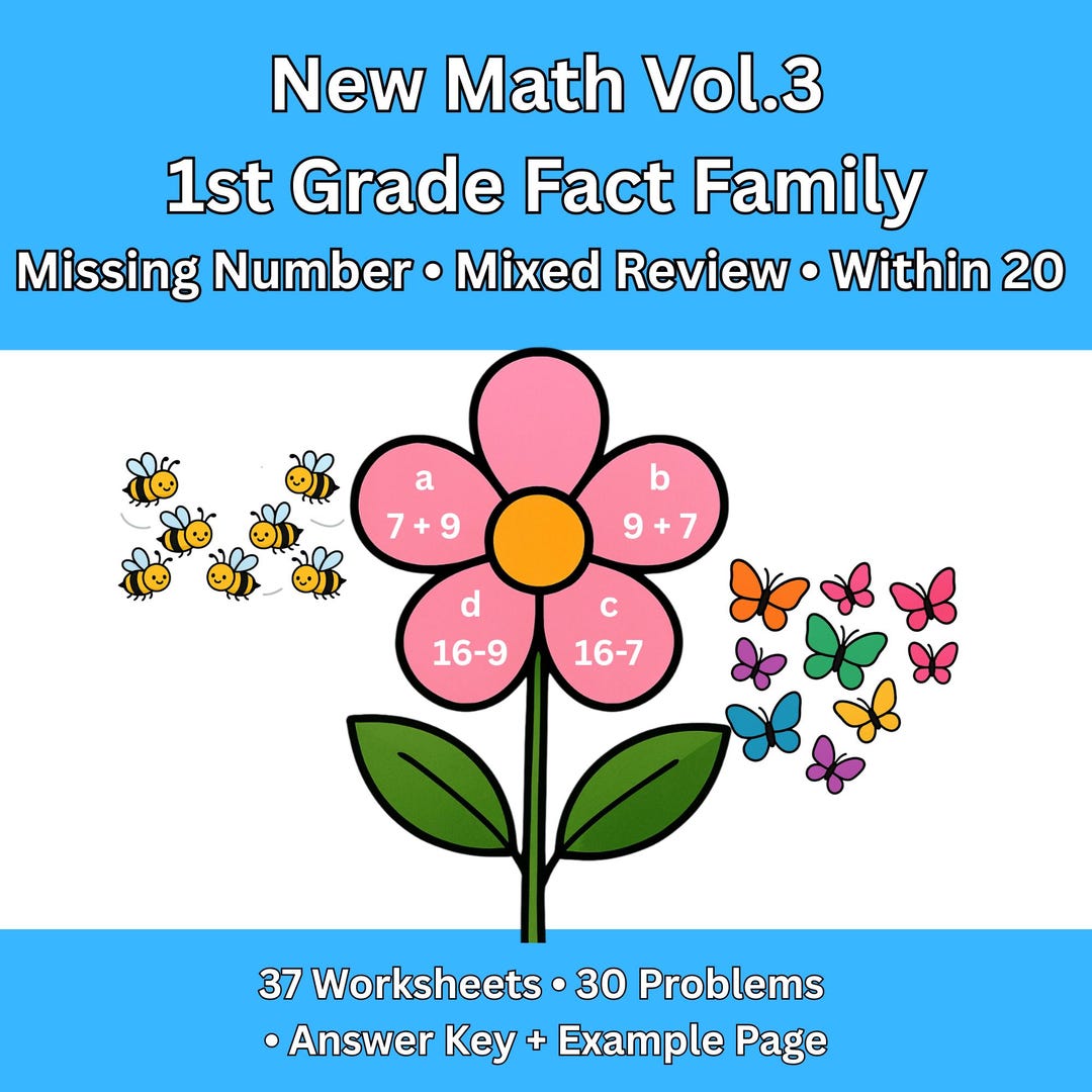 New Math Vol.3 | Fact Family Worksheets | 1st Grade Missing Number ...