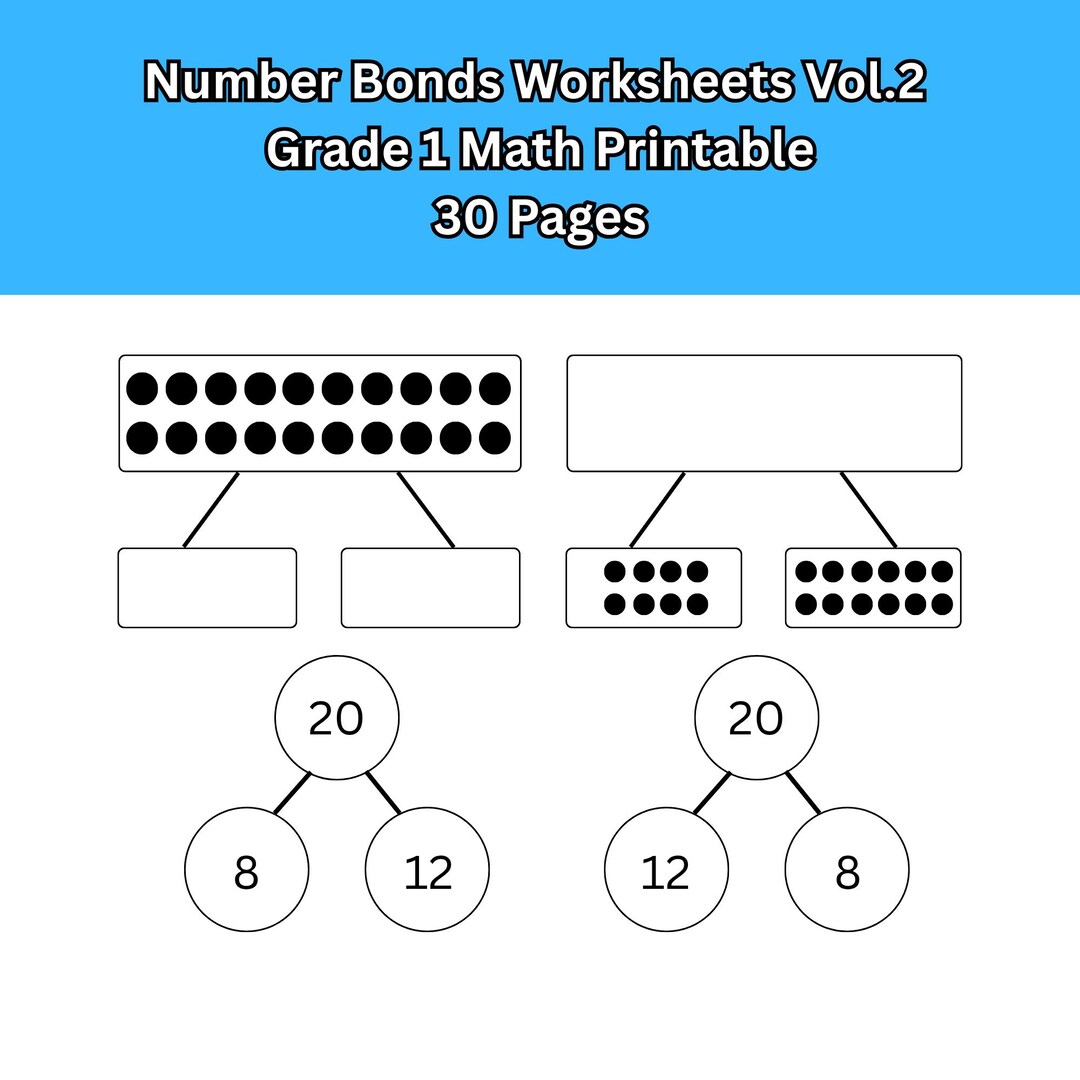 Number Bonds Worksheets: Grade 1 Math, Vol.2 | | 30 Pages | Addition ...