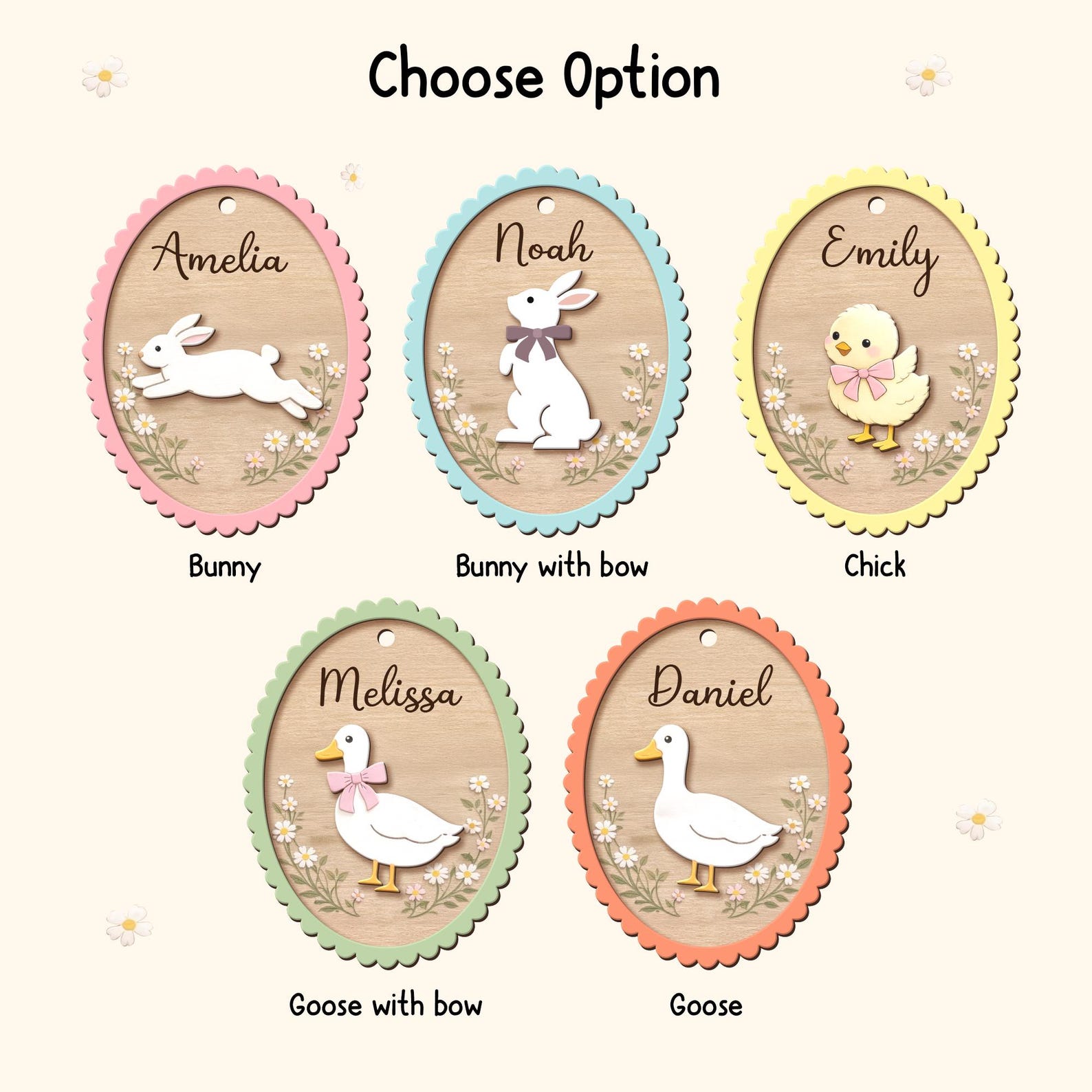 Personalized Easter Basket Tag, Bunny Goose Chick Name Tag, Custom ...