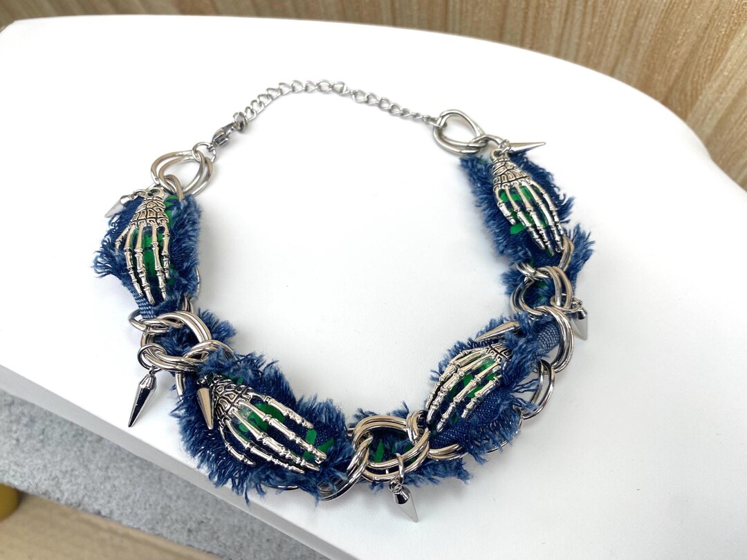 Denim Choker- Ghost Crawler Style - Etsy
