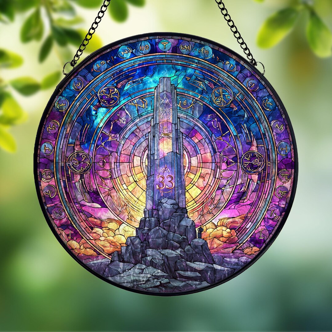 Mystical Obelisk Stained Glass Suncatcher, Sacred Geometry Number 33 ...