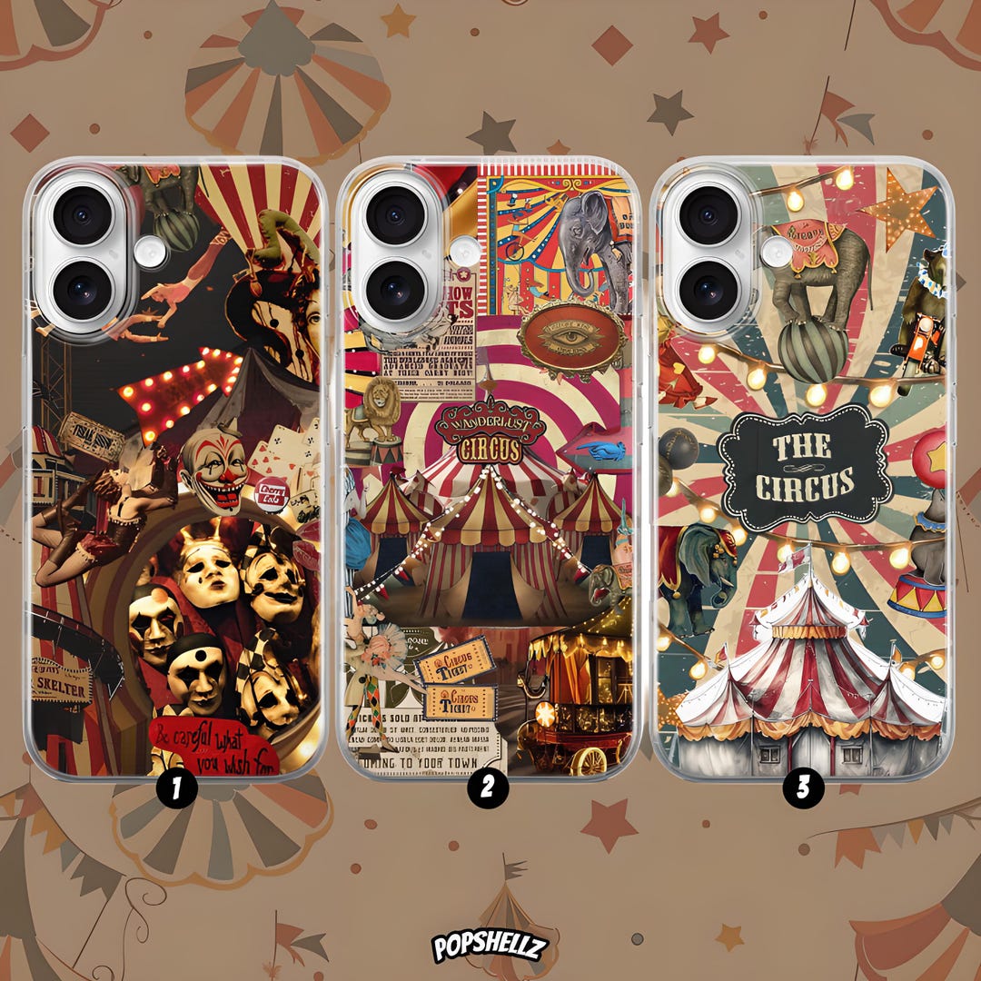 Vintage Circus Phone Case Retro Carnival Collage Cover for iPhone 17 ...