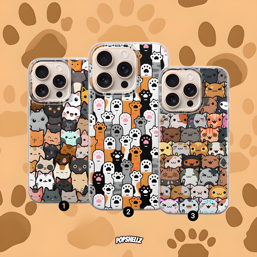 Cute Cat Phone Case Adorable Kawaii Cats Cover for iPhone 17 16pro 15 ...