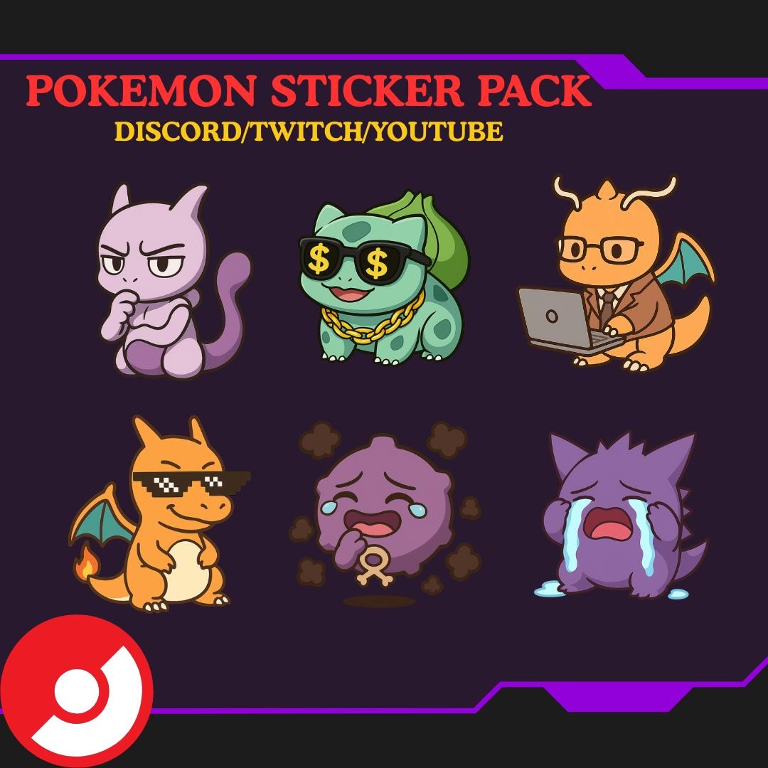 Pokémon Emote & Sticker Pack – Discord / Twitch / Youtube – Streamer ...