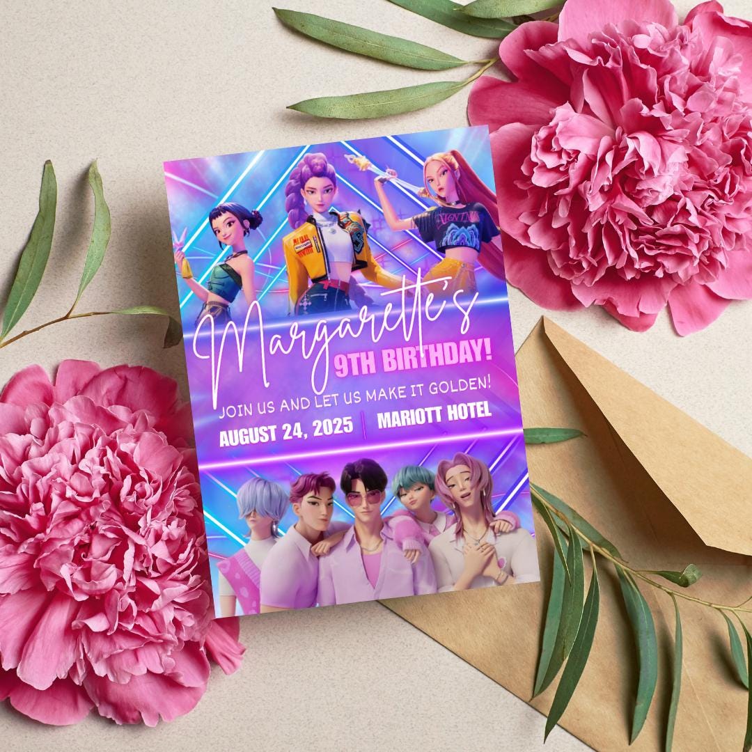 Kpop Demon Hunters Birthday Invitation | Canva Pro Template | Digital ...