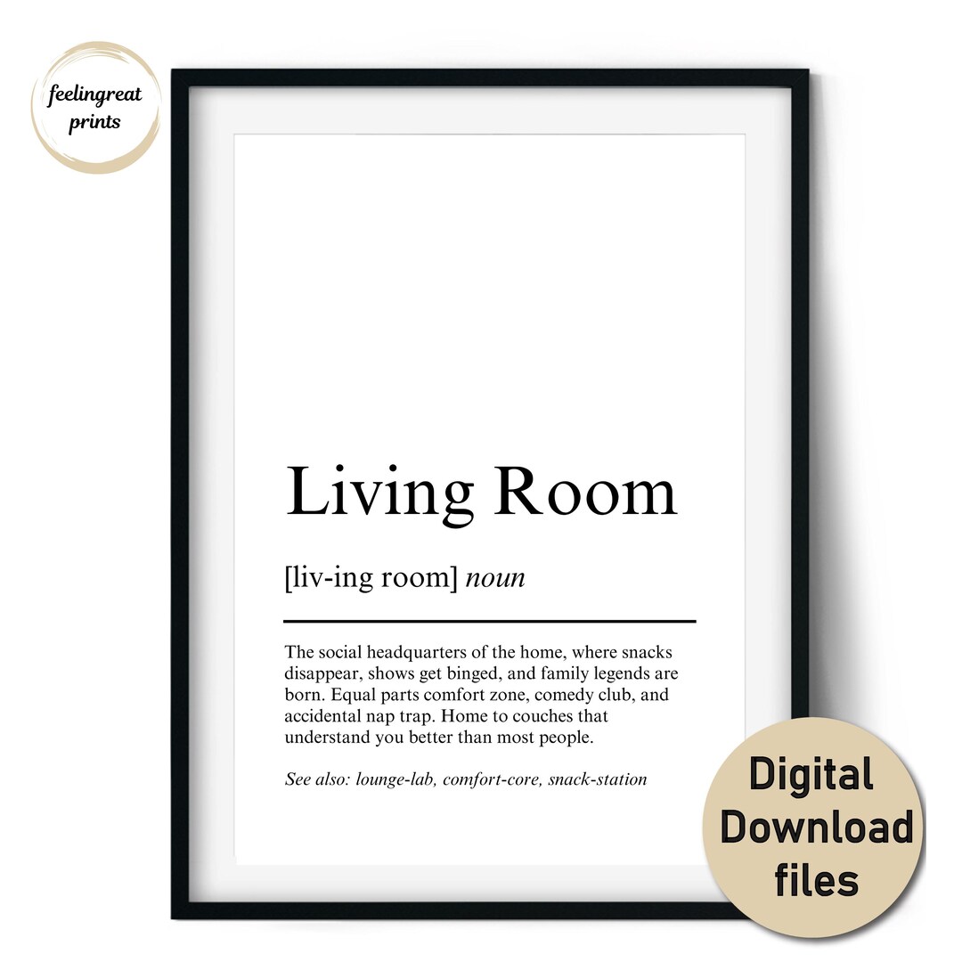 Living Room Definition Print – Funny Home and Housewarming Gift for ...