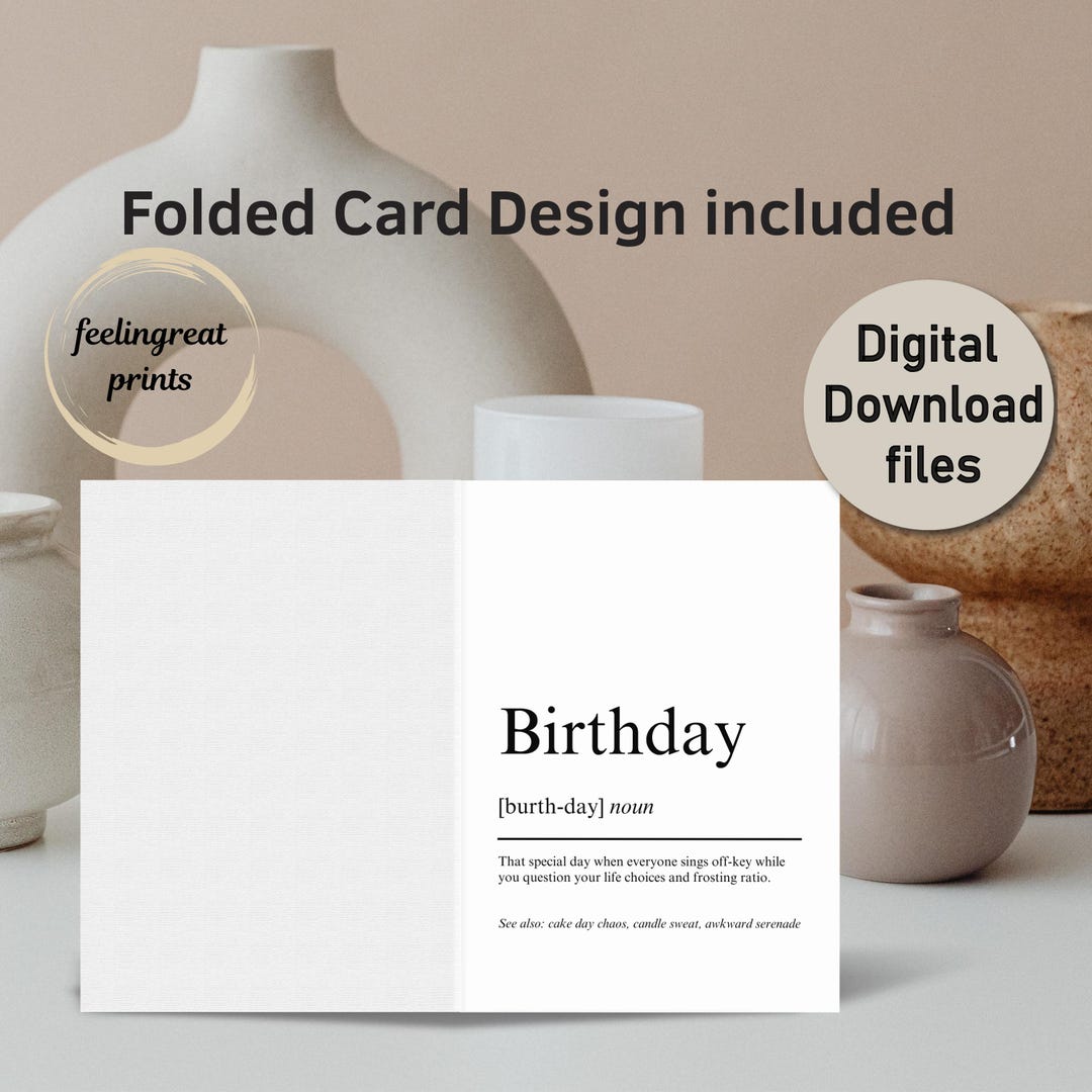 Birthday Definition Print – Funny Birthday Gift for Friends, Family and ...