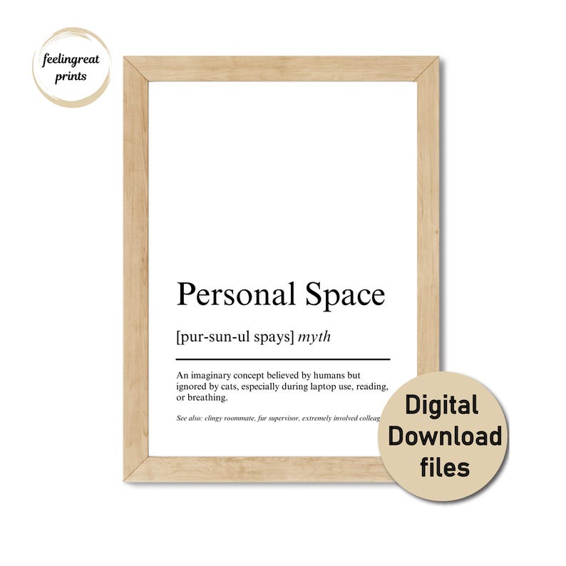 Personal Space Definition Print – Funny Cat Lover Wall Art and Gift for ...