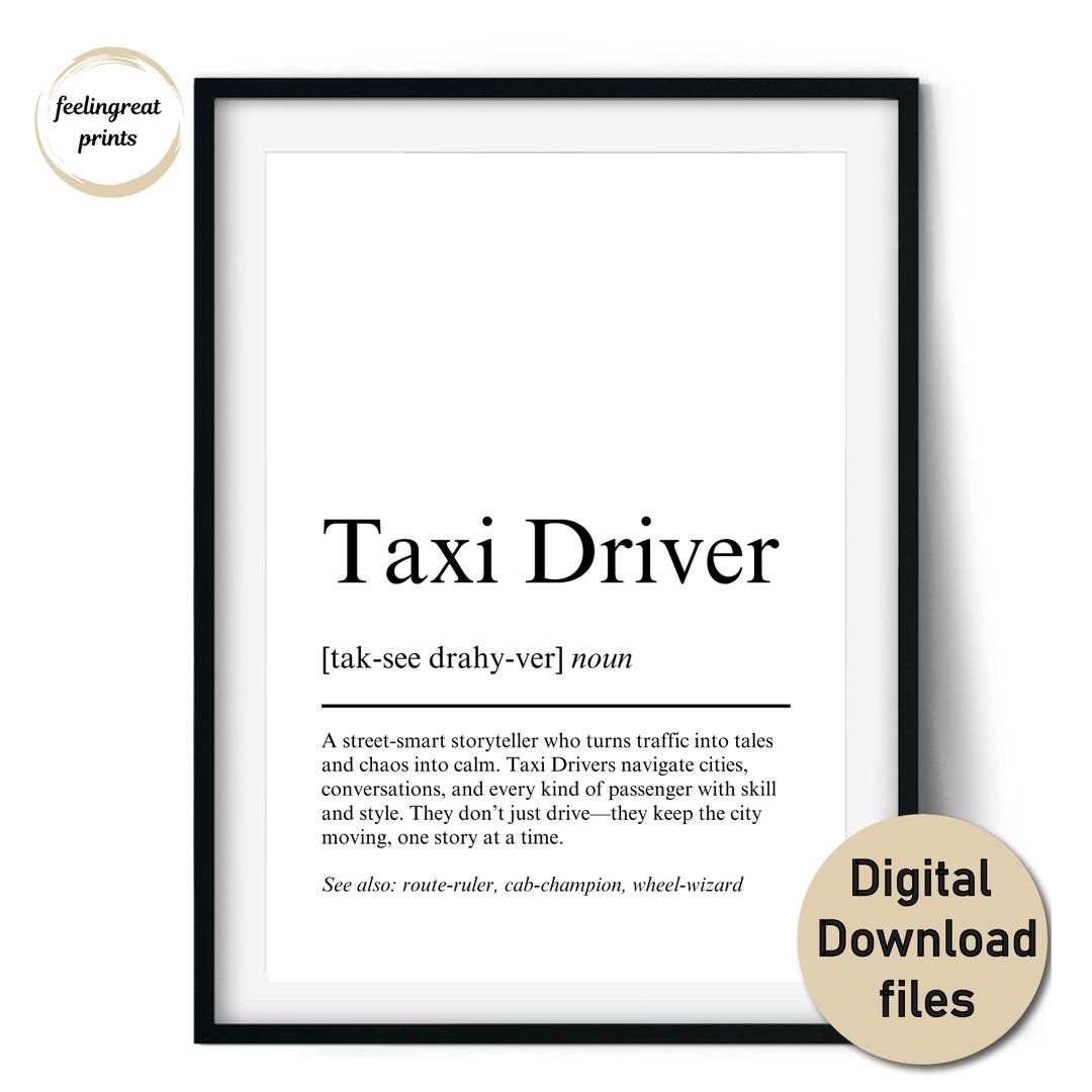 Taxi Driver Definition Print – Funny Gift for Cab Drivers and Transport ...