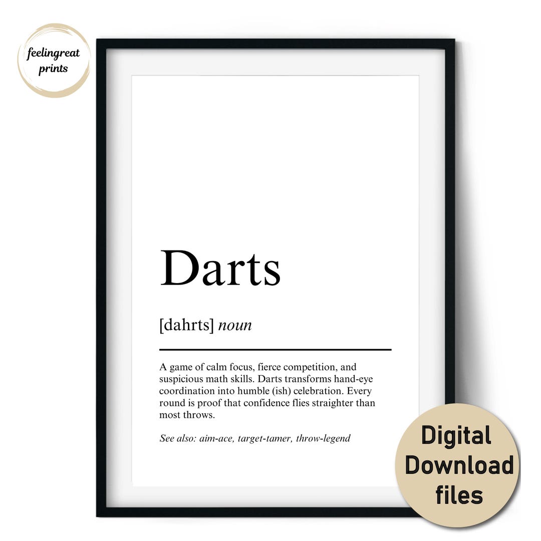 Darts Definition Print – Funny Darts Gift for Dart Players and Dart ...