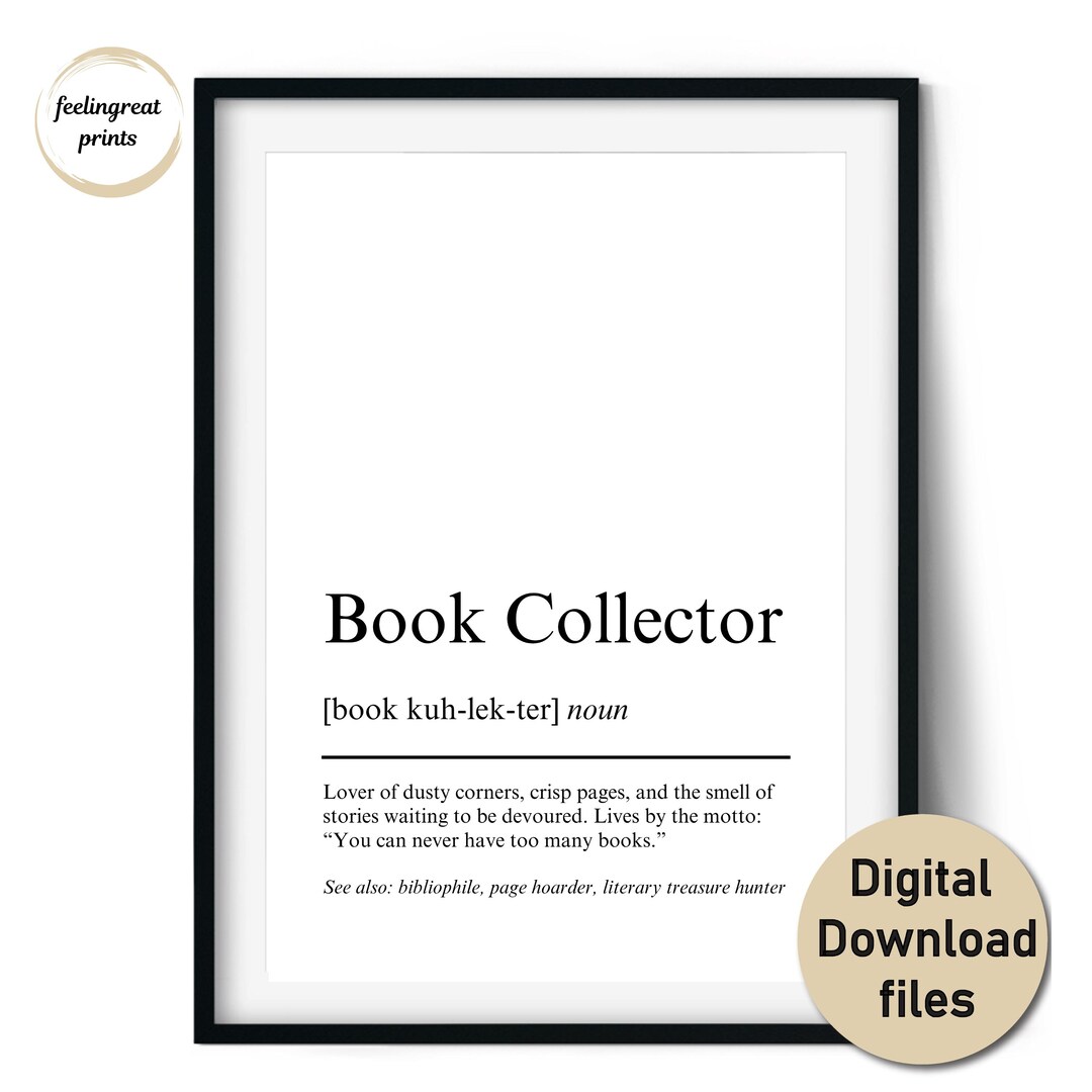 Book Collector Definition Print – Funny Gift for Book Lovers and ...