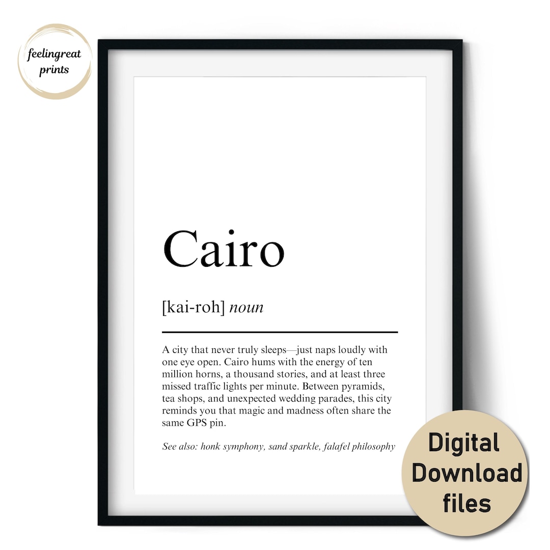 Cairo Definition Print – Egypt City Art Gift for Travelers – Wall Art ...