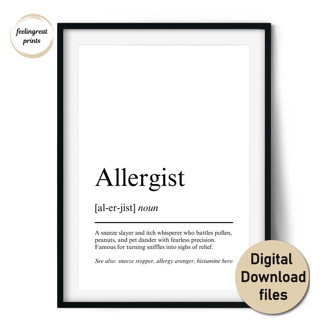 Allergist Definition Print – Gift for Allergy and Immune System ...