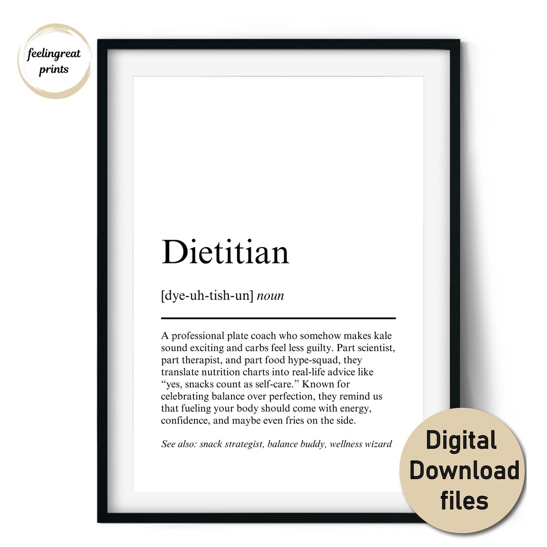 Dietitian Definition Print – Gift for Dietitians and Nutrition Experts ...