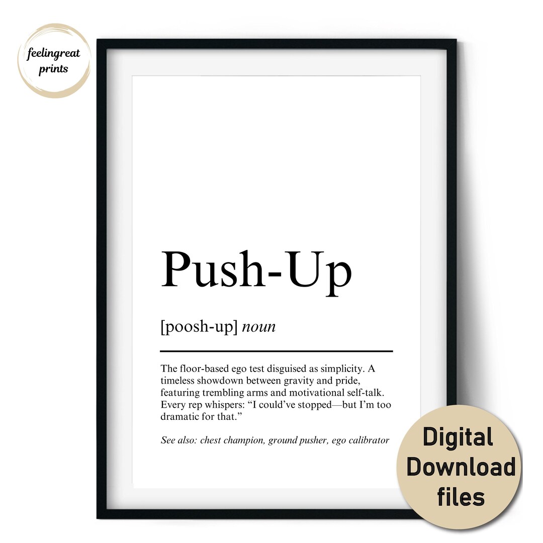 Push-up Definition Print – Funny Fitness Gift for Gym Lovers and ...