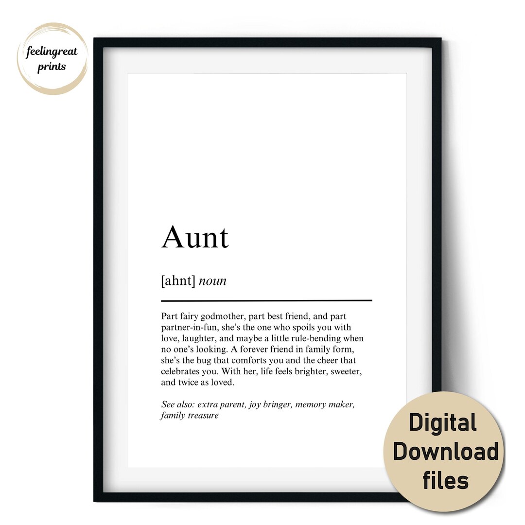 Aunt or Auntie Gift Ideas – Wall Art & Cards – Digital Download, With ...