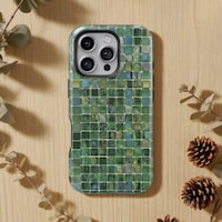 Boho Mosaic Tile Phone Case, Silver Glass Tile Magsafe Cover, Modern ...