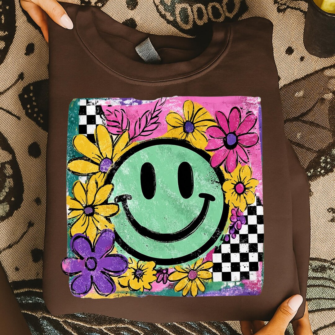 Retro Smiley Face Png, Floral Smiley Png, Happy Face Png, Self Love Png ...