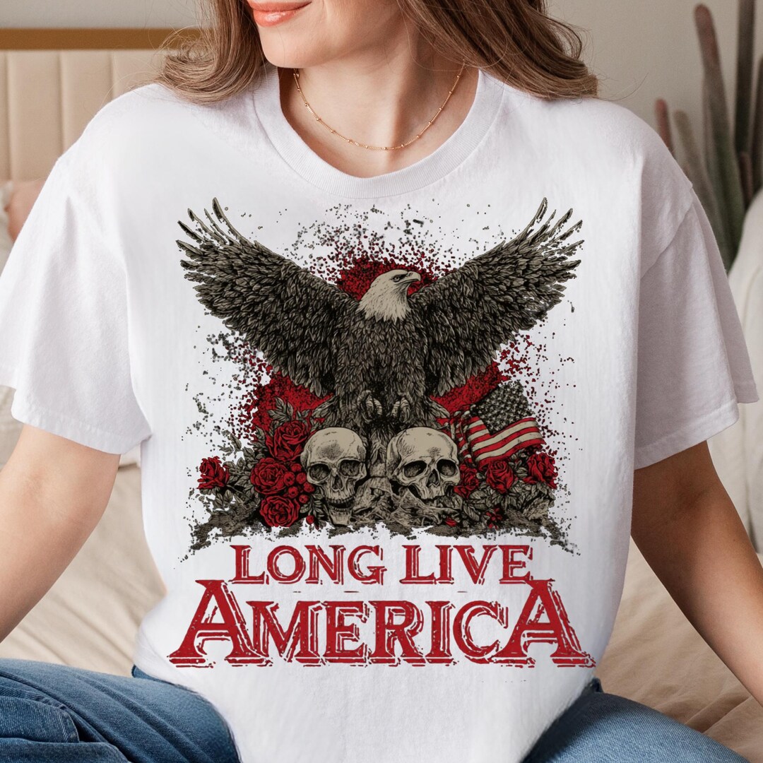 Long Live America PNG Patriotic Skull Eagle PNG USA Flag Sublimation ...