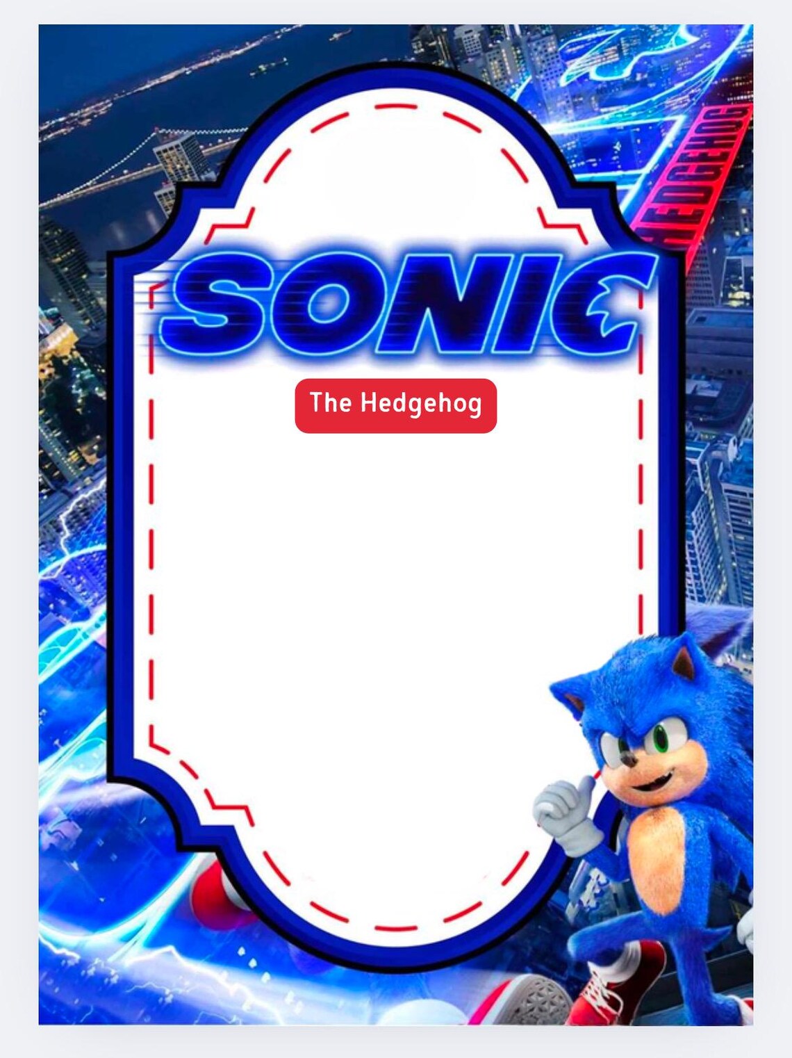 Sonic Hedgehog Menu Template Download - Etsy