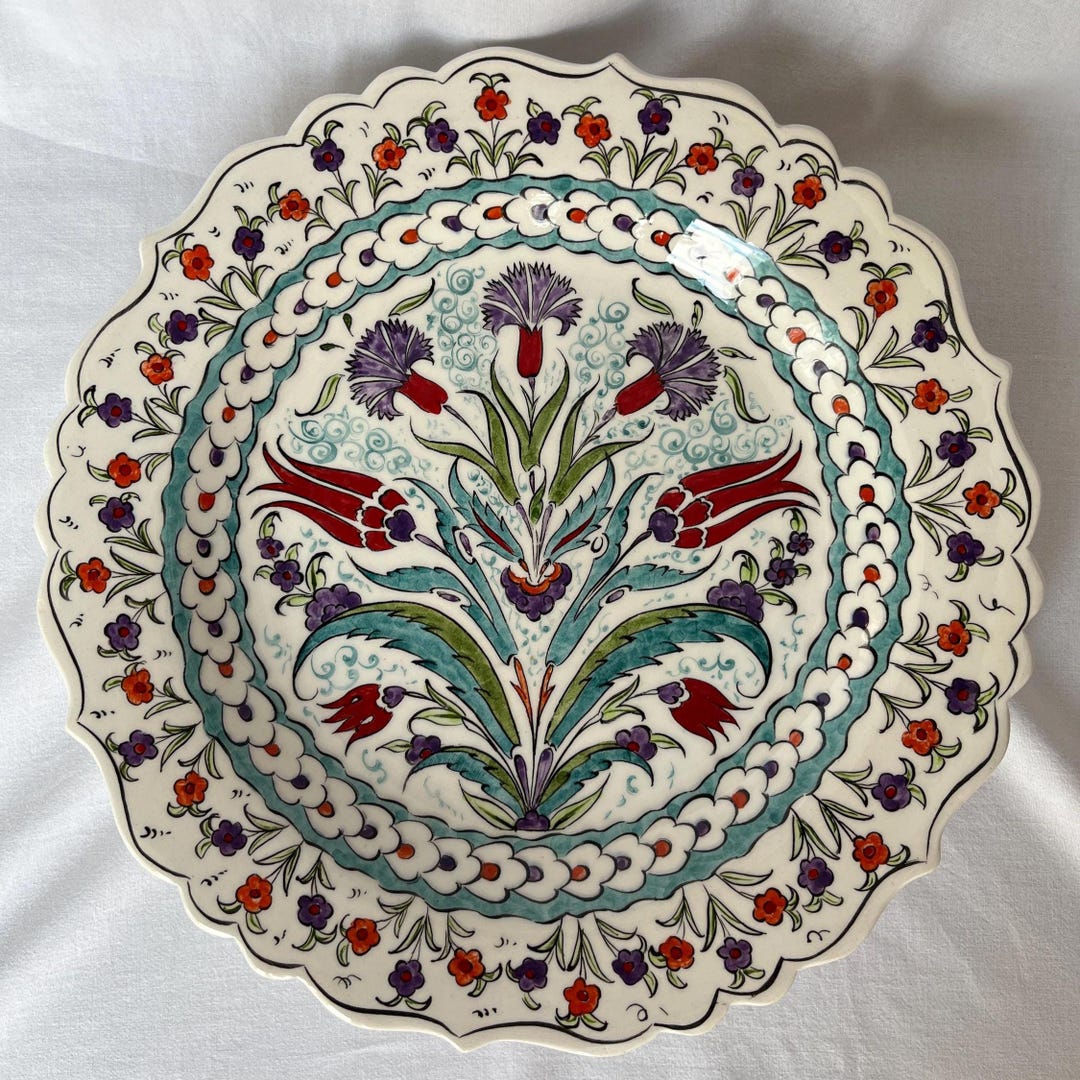 Handmade Turkish Ceramic Plate – Floral Iznik Wall Art (11.8") - Etsy