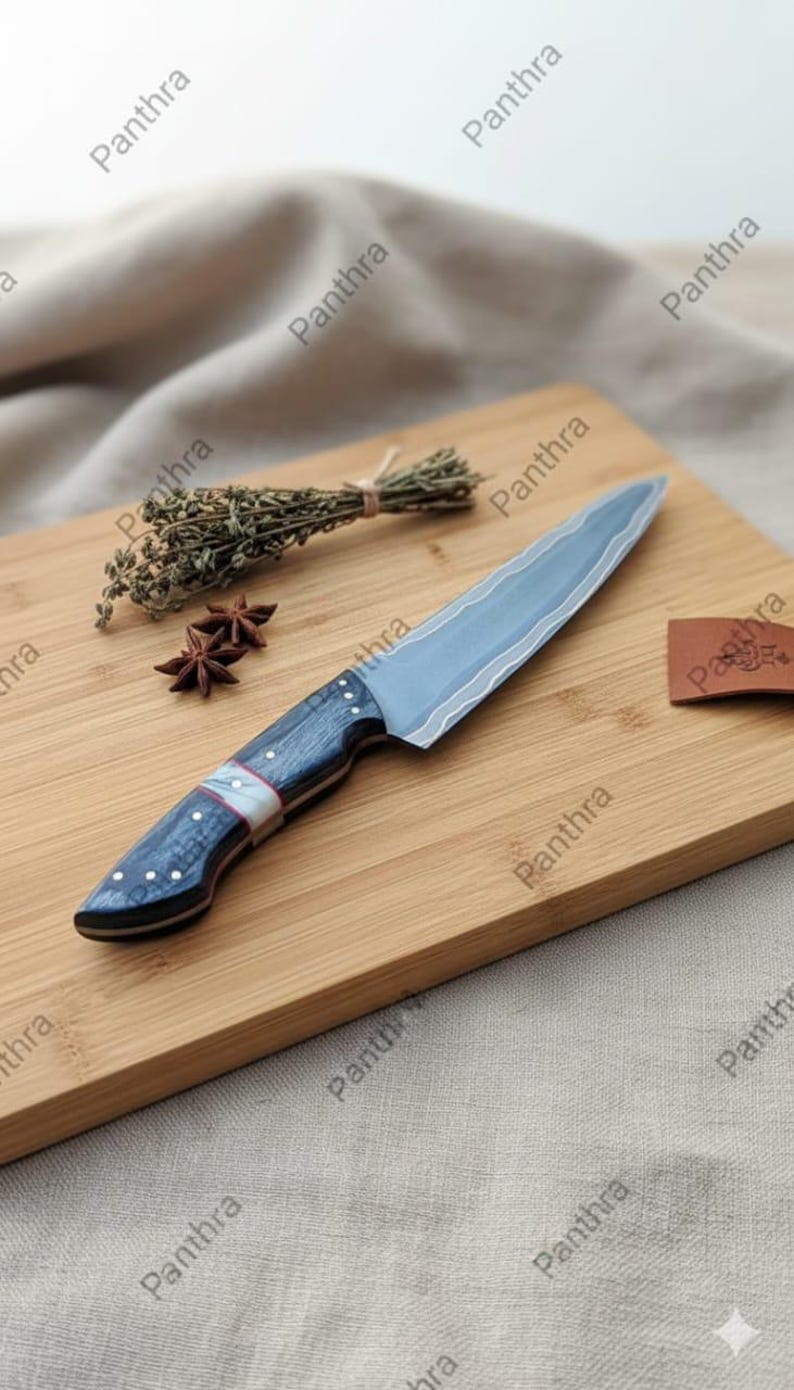 Hand Forged Damascus Kiritsuke Chef Knife, Kitchen Chef Copper Cu Mai ...
