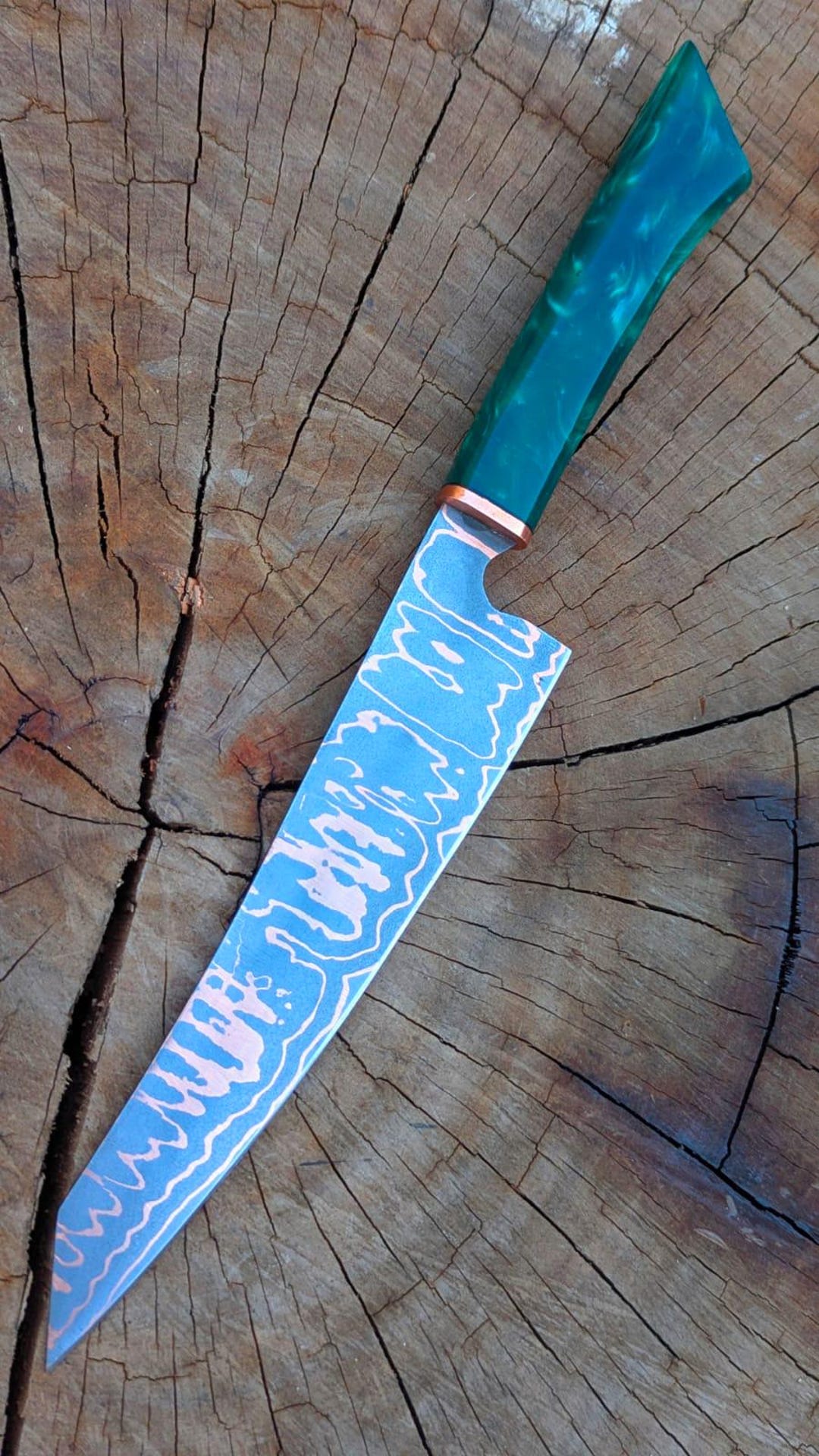 Handmade Chef Knife Copper Damascus Knife Kitchen Knife - Etsy