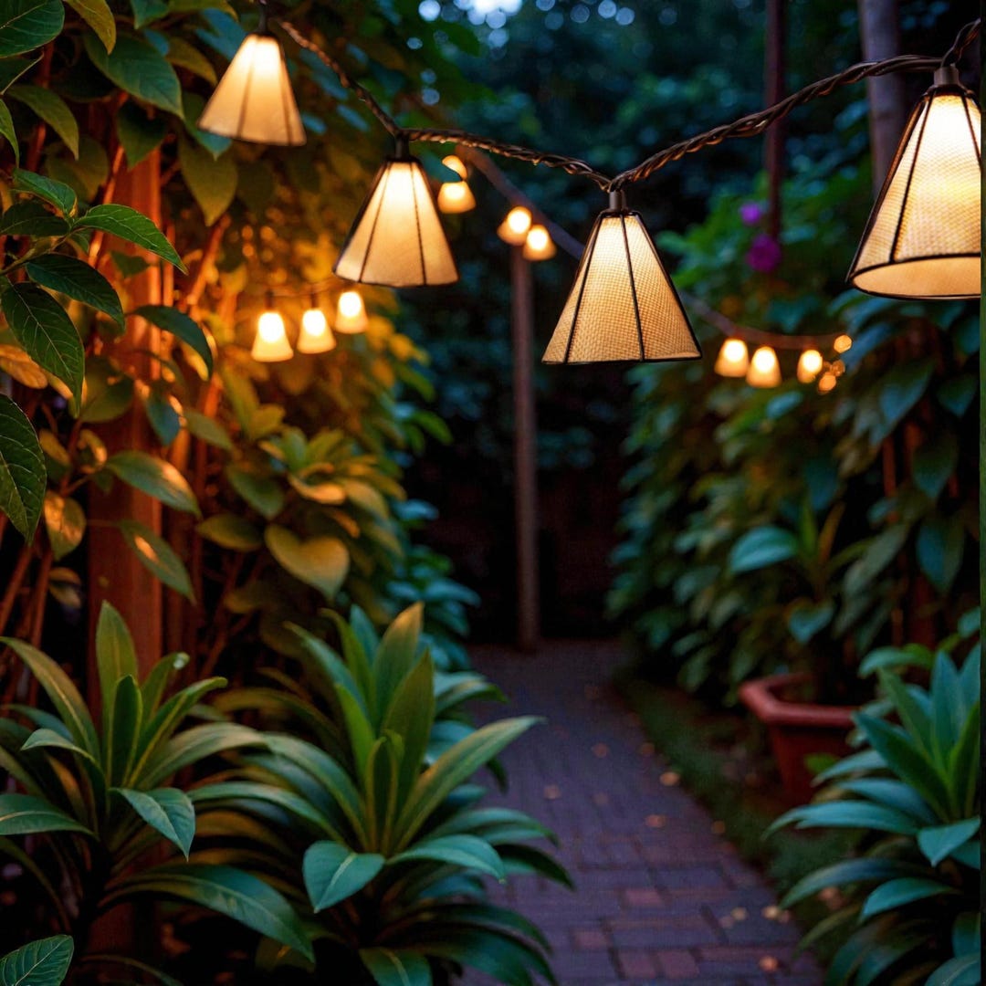 Outdoor String Lights With Lantern Shades, Warm Patio Garden Lighting ...
