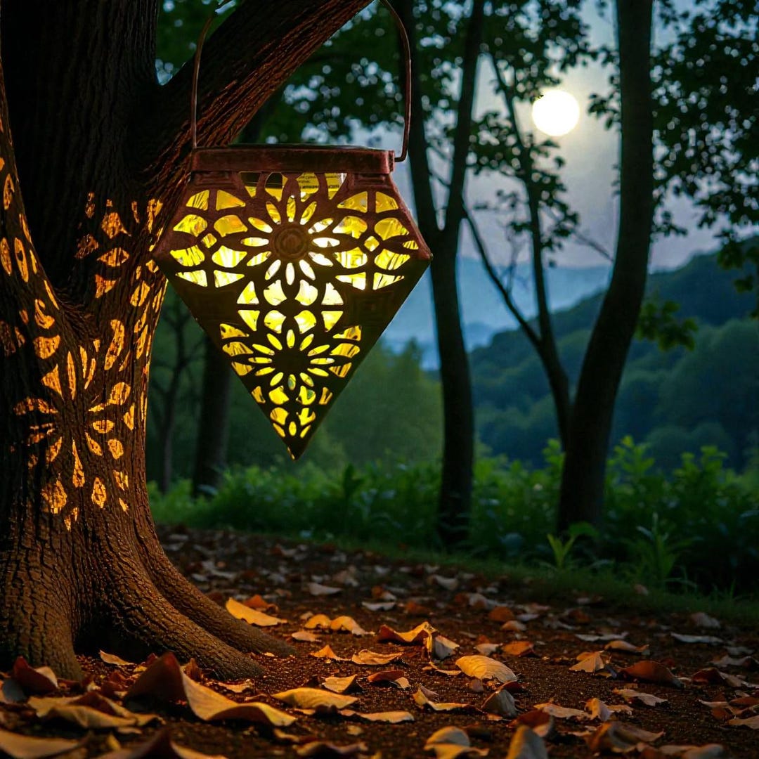 Solar Moroccan Lantern – Wrought Iron Hollow LED Garden Light, Warm ...