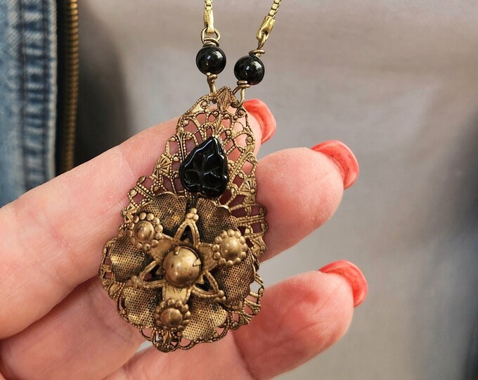 Vintage Jewish Star Filigree Dress Clip Necklace Religious Jewelry ...