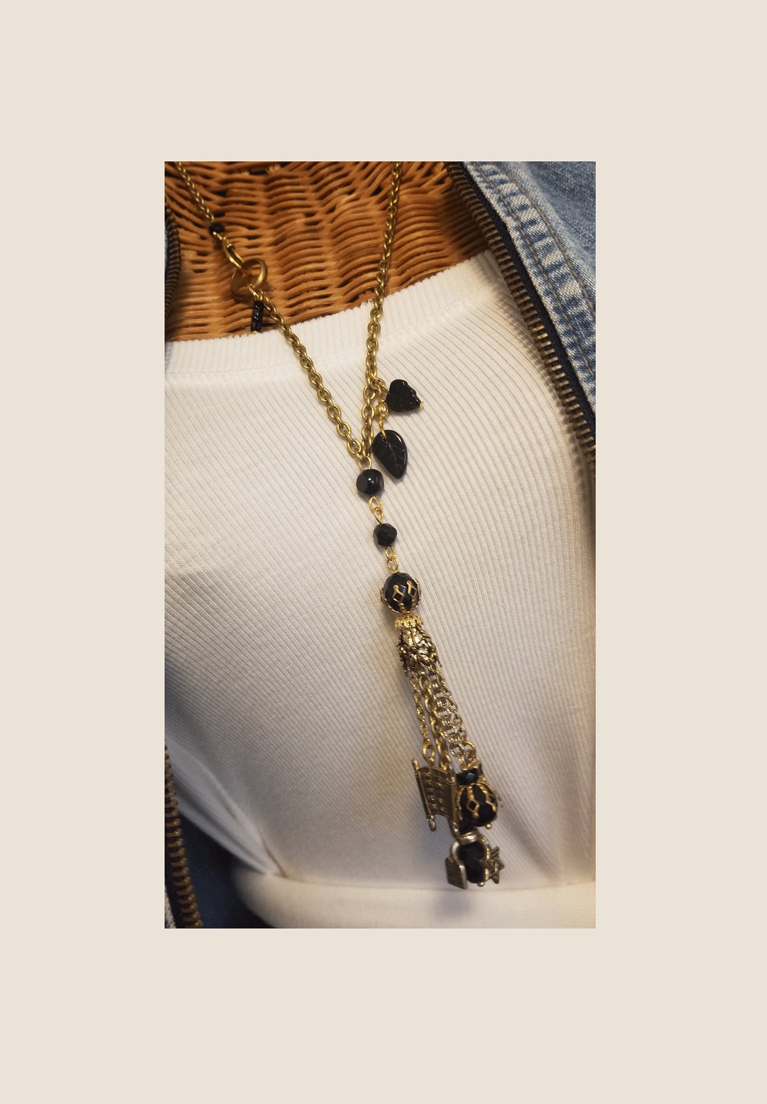 Long collier pampille avec breloque judaïque Bijoux d'assemblage ...