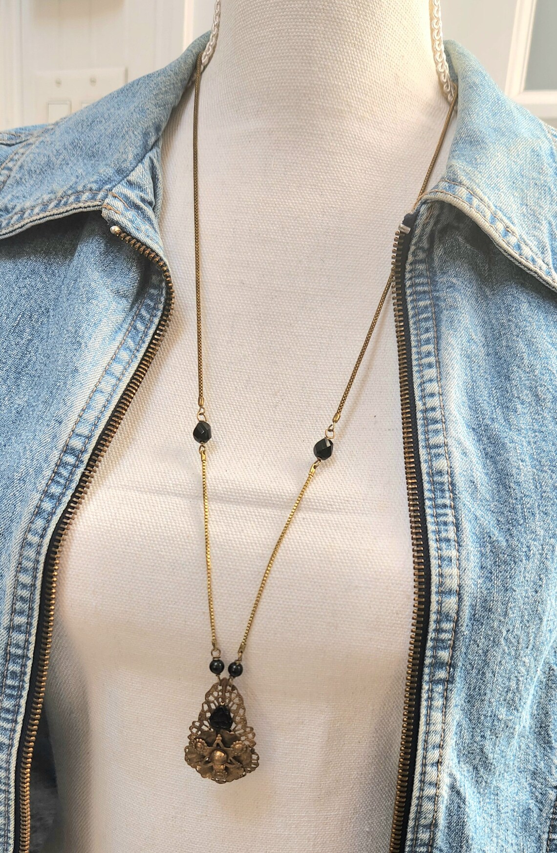 Vintage Jewish Star Filigree Dress Clip Necklace Religious Jewelry ...