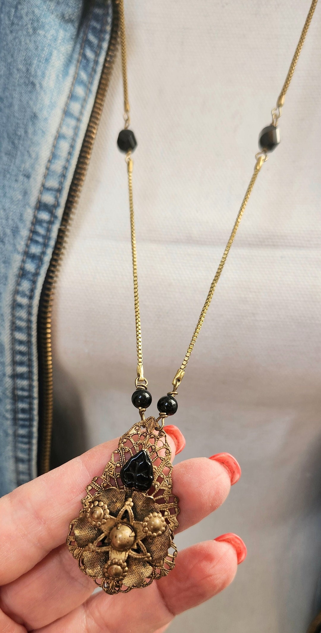 Vintage Jewish Star Filigree Dress Clip Necklace Religious Jewelry ...