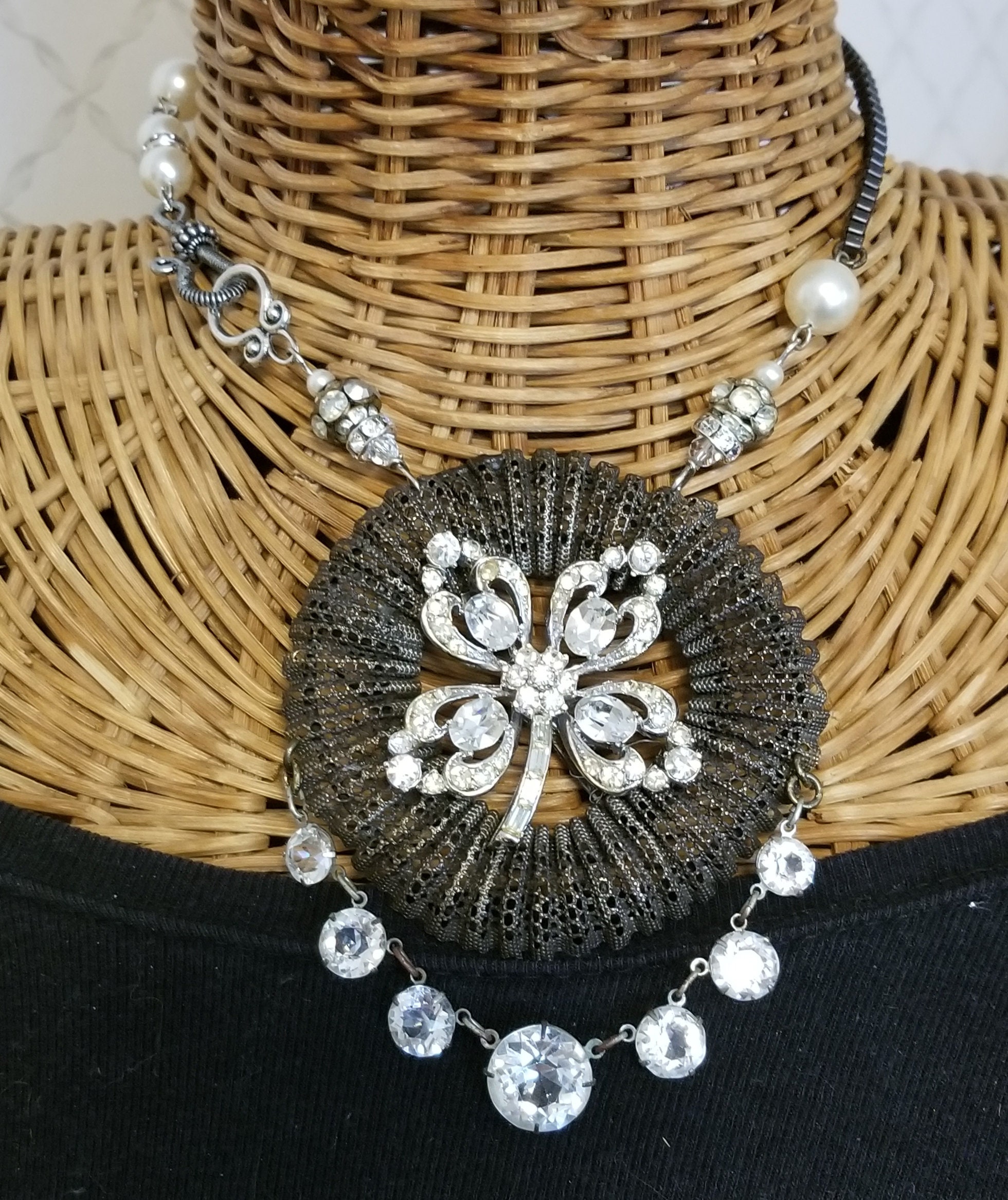 Lucky Clover Statement Necklace Assemblage Jewelry Vintage - Etsy