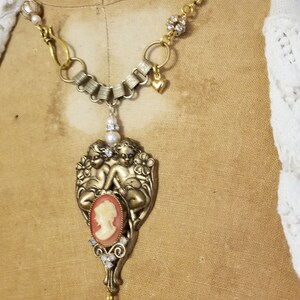Vintage French Cherub Cameo Pendant Necklace ~ Wedding Jewelry ...