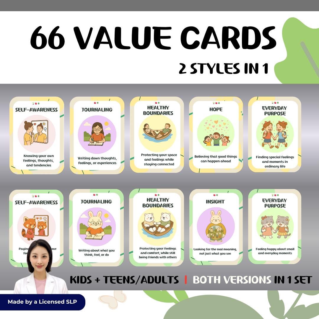 Value Cards Deck for Kids & Teens | Social Emotional Learning, Therapy ...