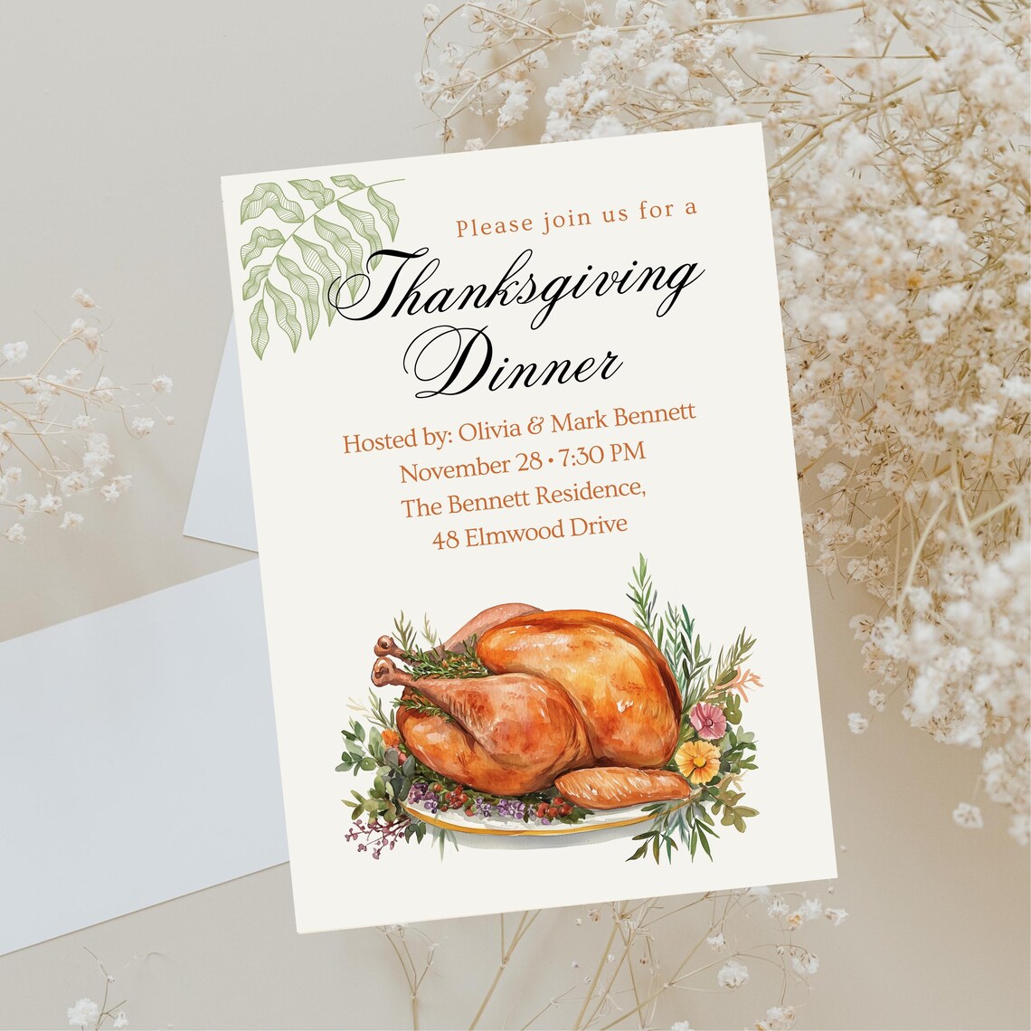 Editable Thanksgiving Dinner Invitation Template 2025 | Printable Party ...