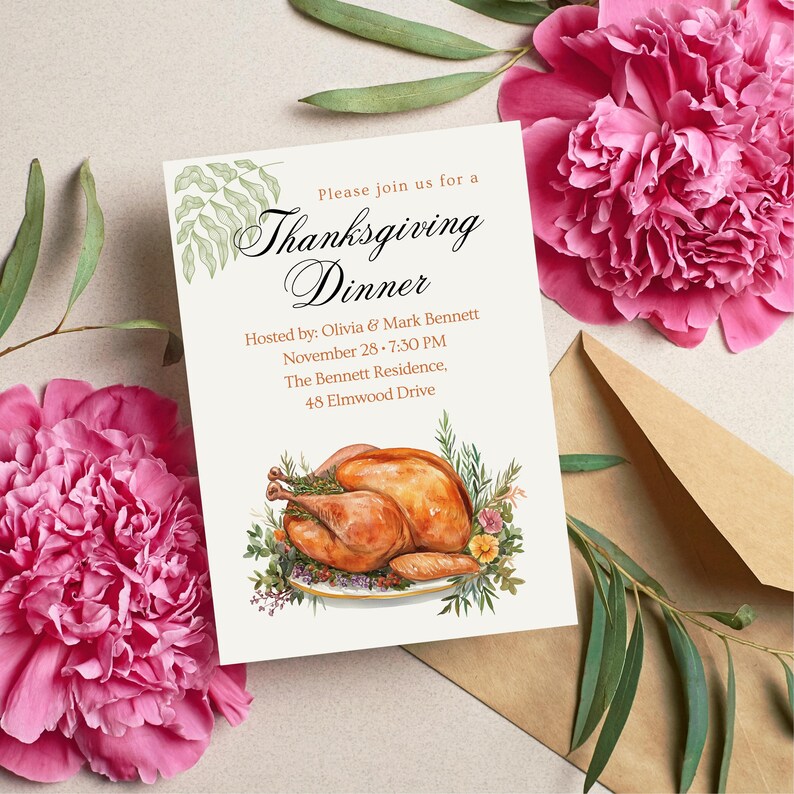 Editable Thanksgiving Dinner Invitation Template 2025 | Printable Party ...