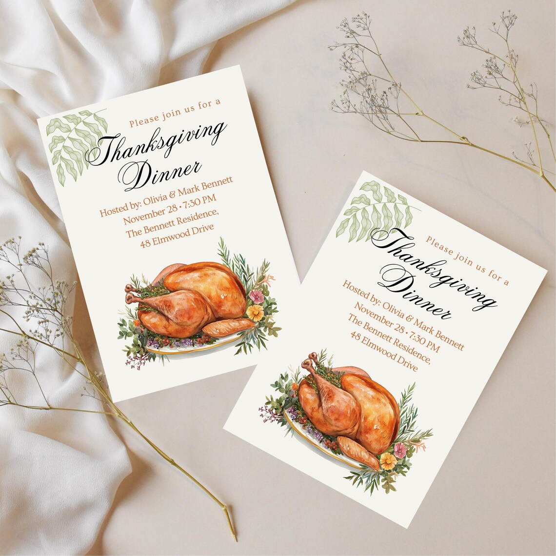 Editable Thanksgiving Dinner Invitation Template 2025 | Printable Party ...