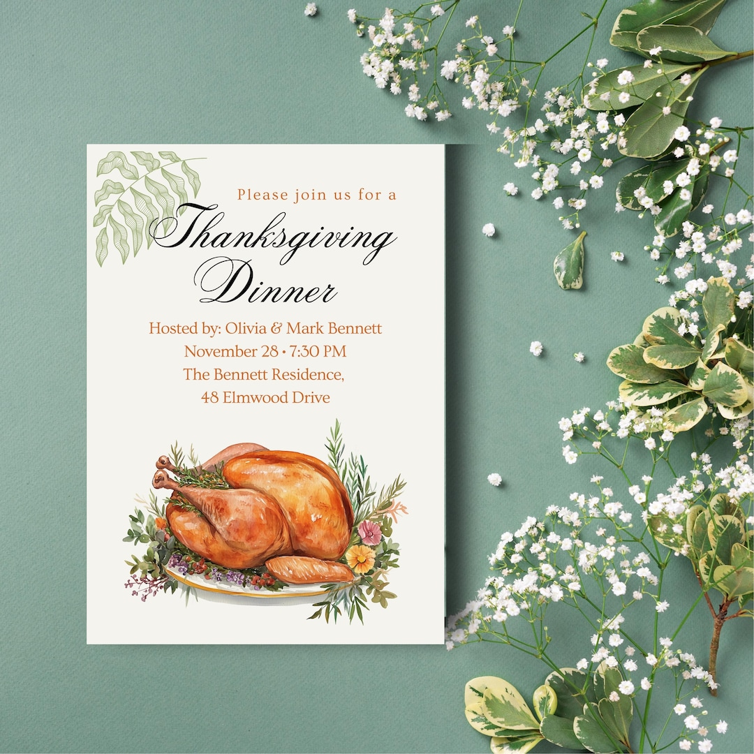 Editable Thanksgiving Dinner Invitation Template 2025 | Printable Party ...