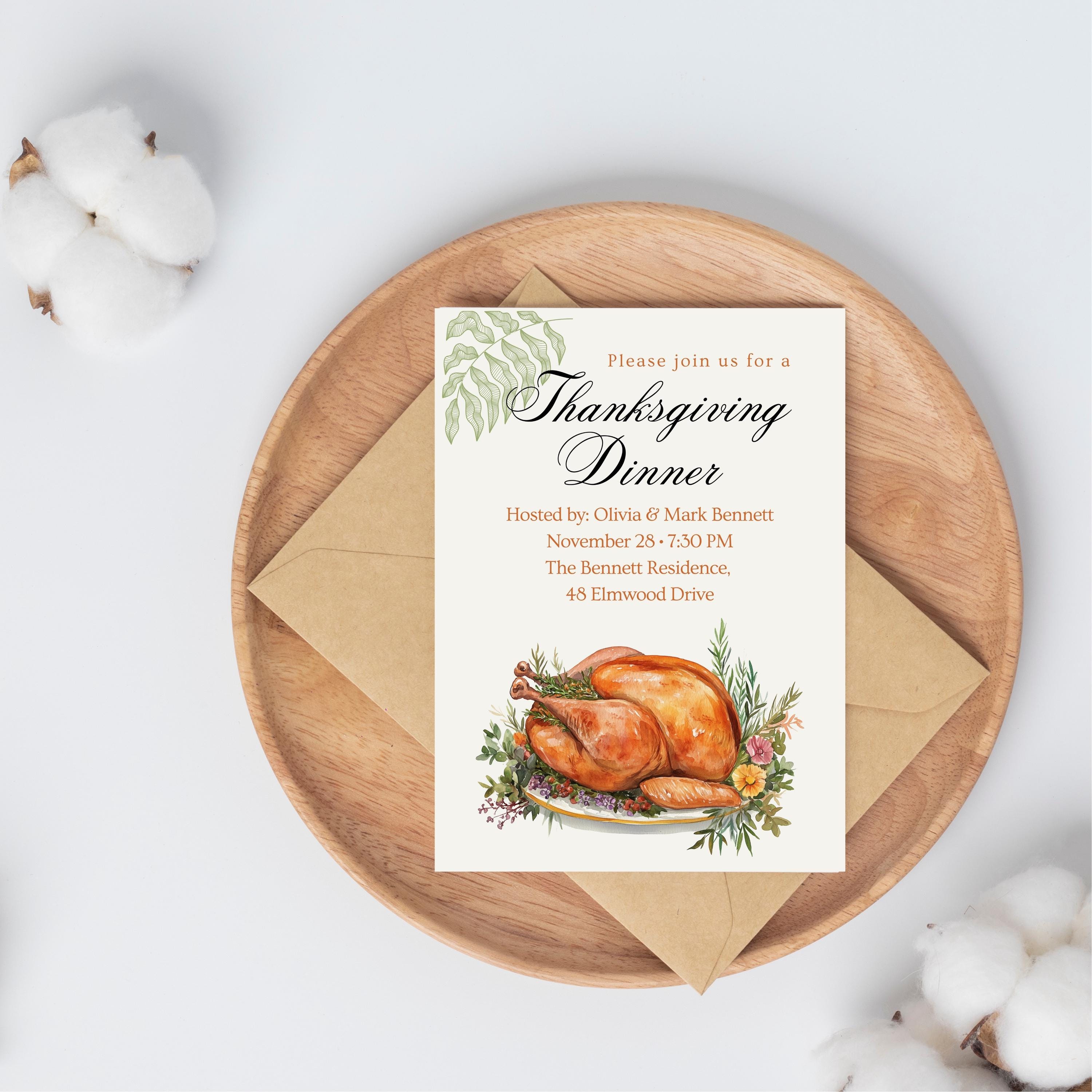 Editable Thanksgiving Dinner Invitation Template 2025 | Printable Party ...