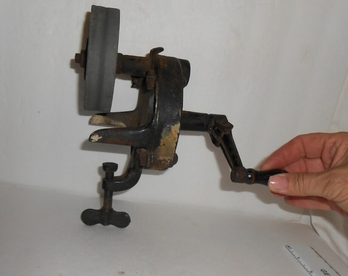 Vintage Grinding Wheel Tabletop Grinding Stone Hand Crank Grinding ...