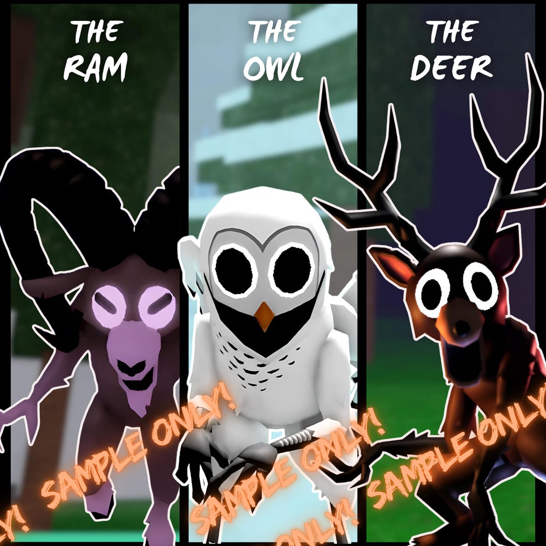 99 Nights in the Forest Roblox Enemies | Deer, Owl & Ram Digital Art ...