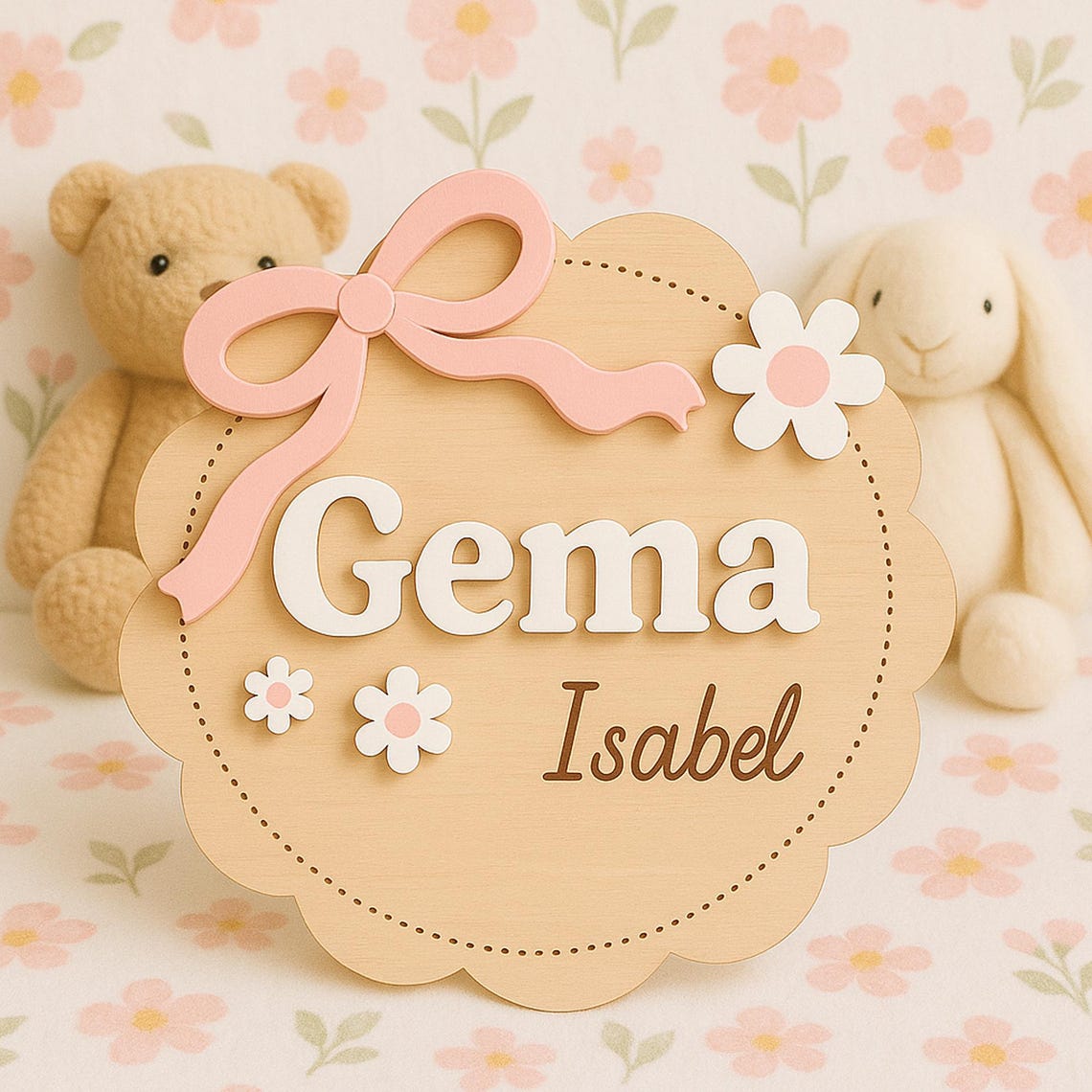 Pink Bow Baby Announcement Sign | Coquette Daisy Baby Name Sign ...