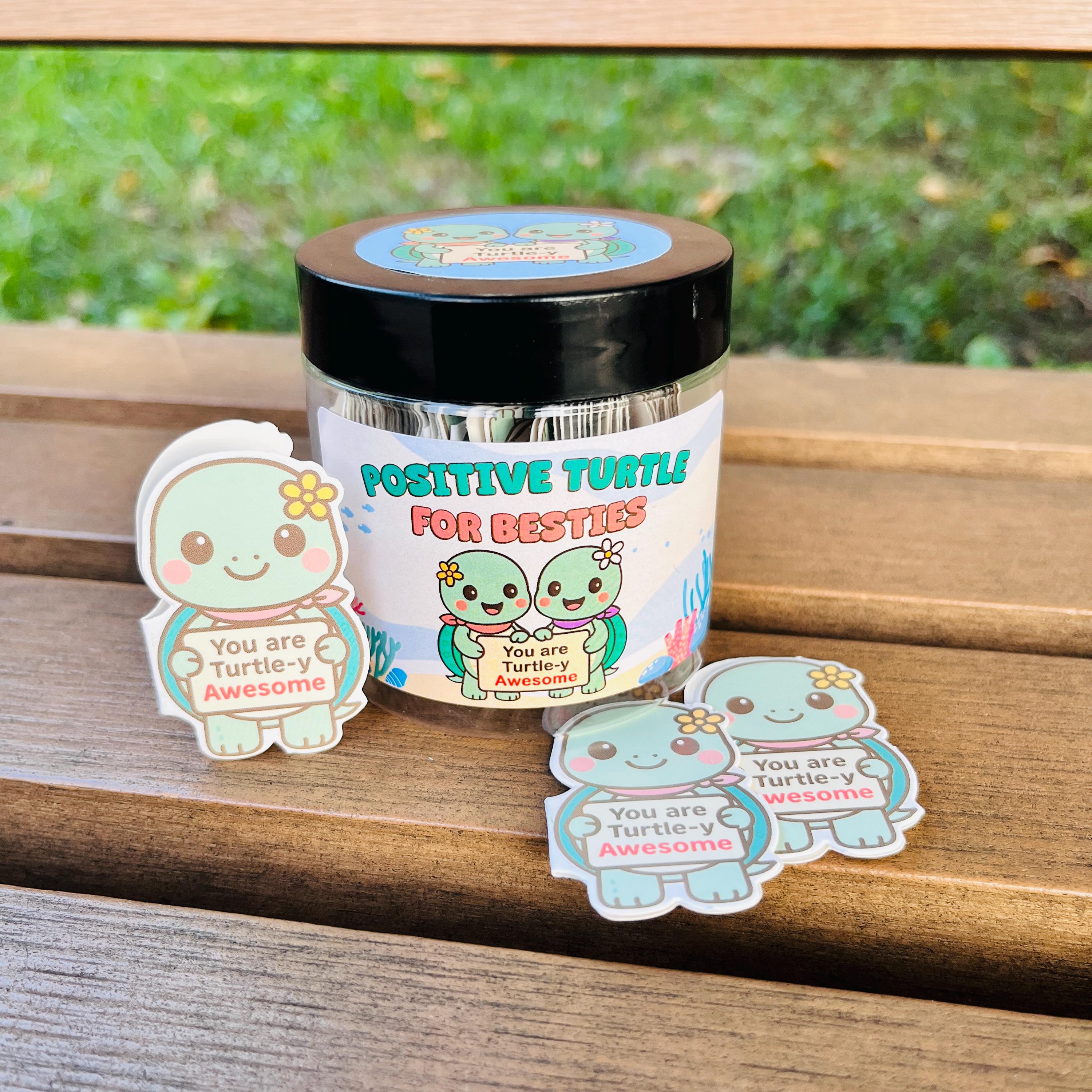 Positive Turtle Affirmation Jar for Besties, Cute Friendship Gift ...