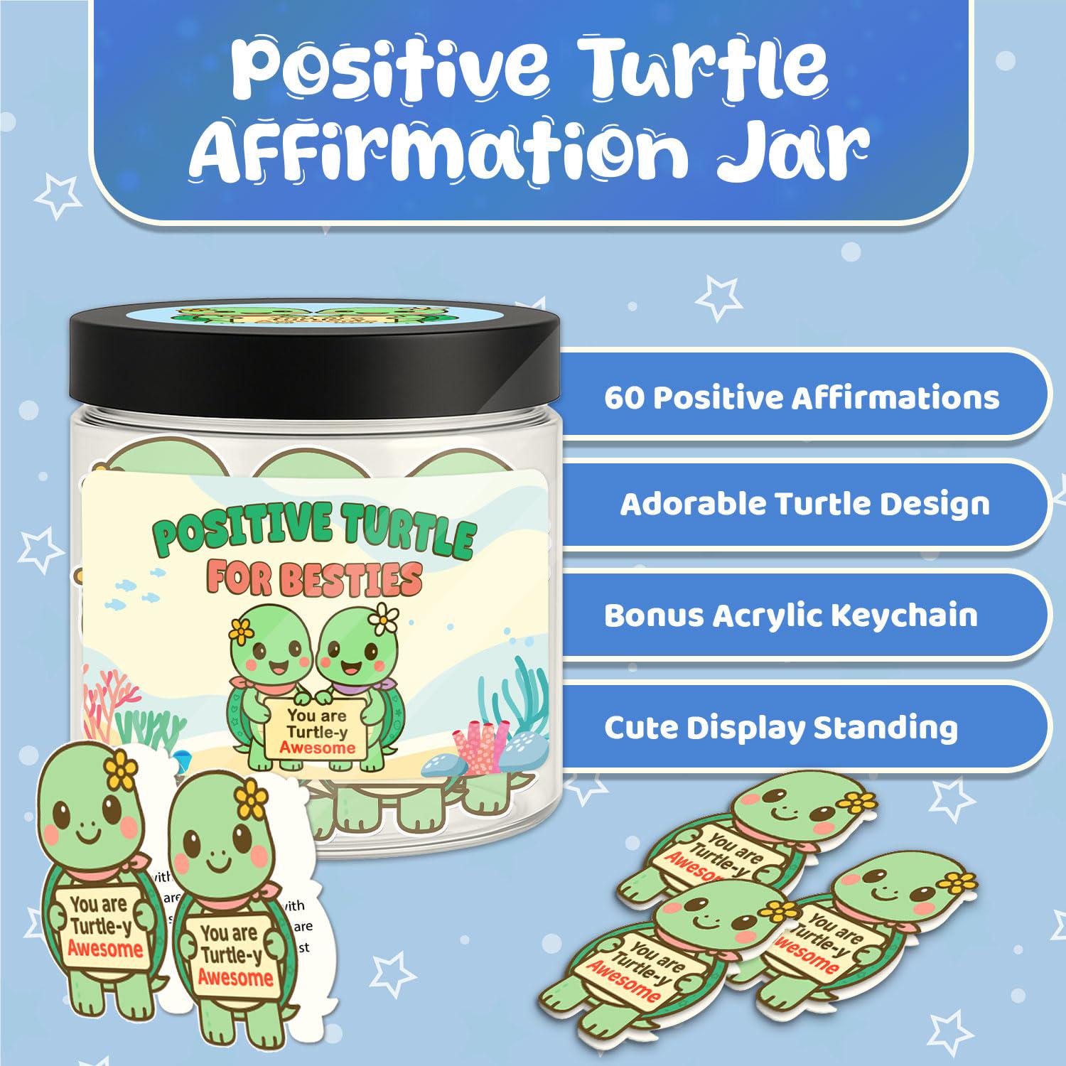 Positive Turtle Affirmation Jar for Besties, Cute Friendship Gift ...