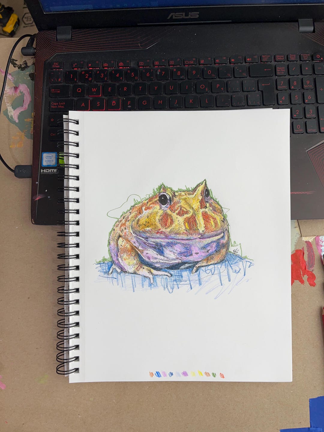 Pacman Frog *original* Mixed Media Drawing on 9x12 Paper - Etsy