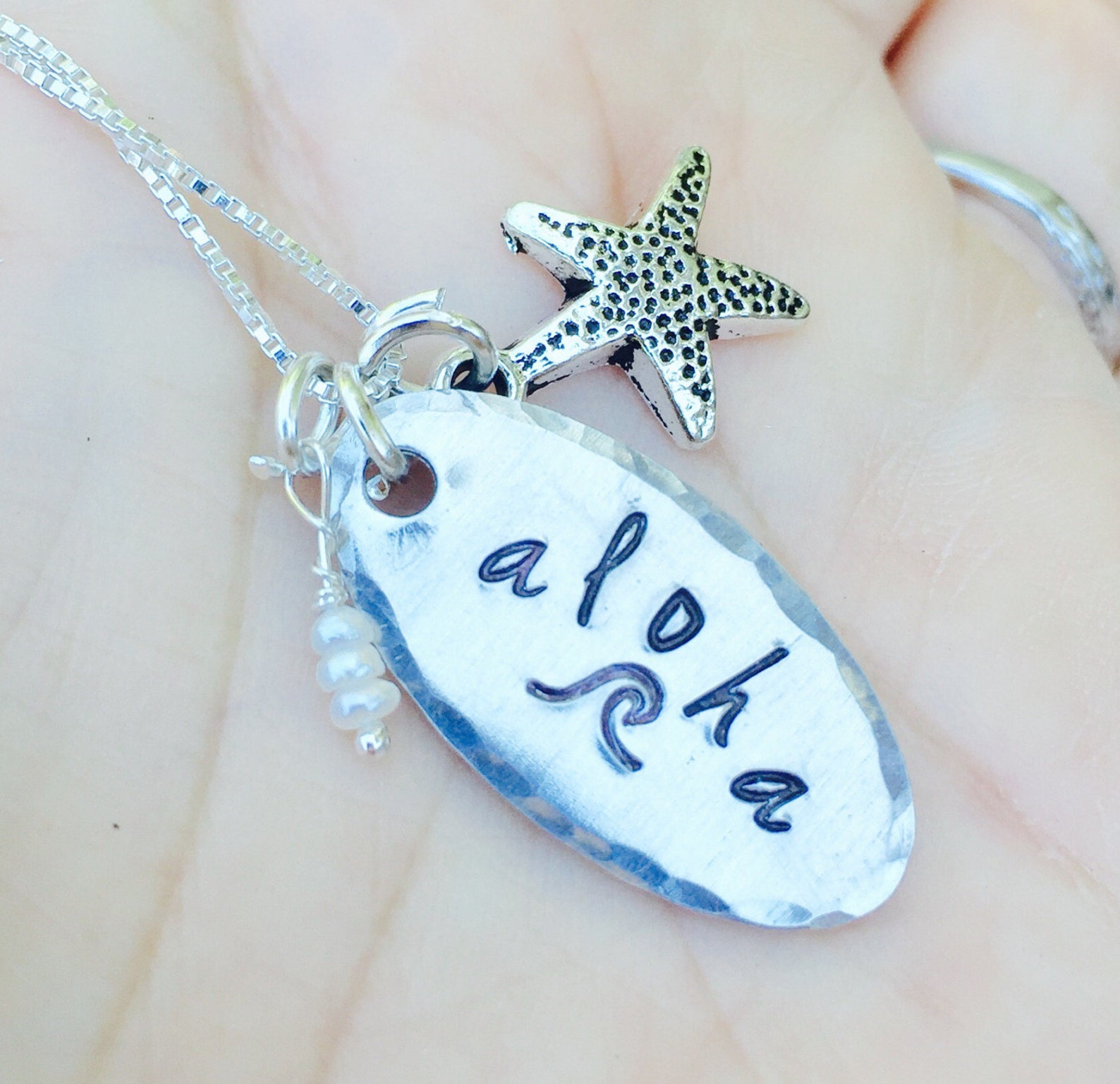 Aloha Necklace Wave Necklace Hawaii Necklace Hawaiian - Etsy