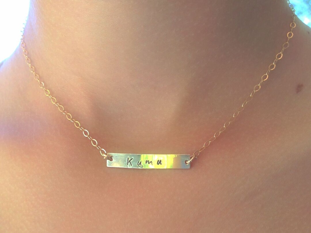 Personalized Gold Bar Necklace, Skinny Bar Necklace, Initial Bar ...
