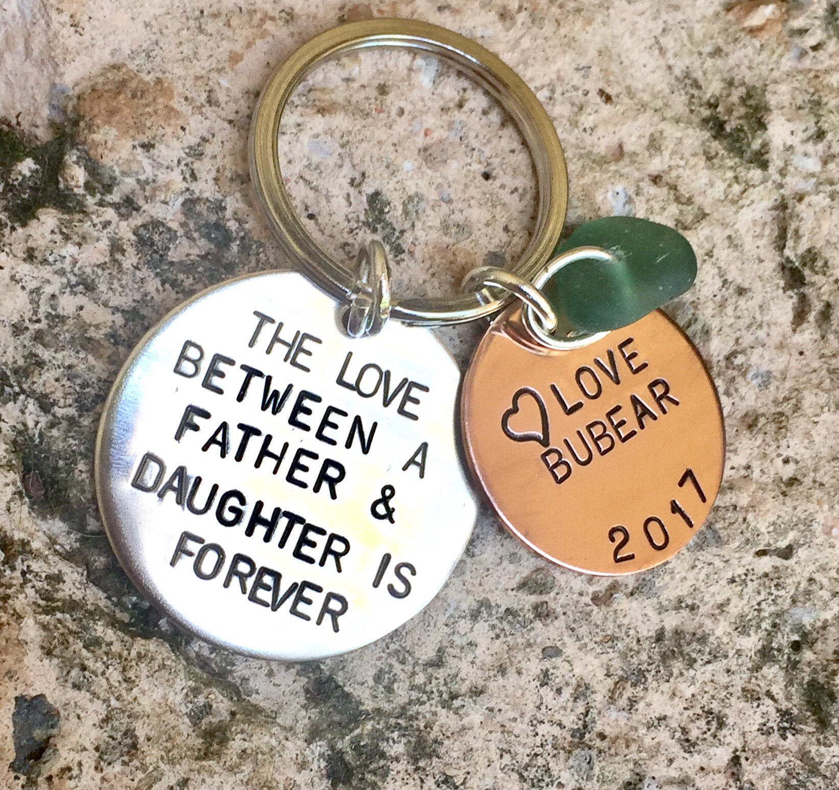 Personalized Father Daughter Keychain, Hand Stamped Sterling Silver ...
